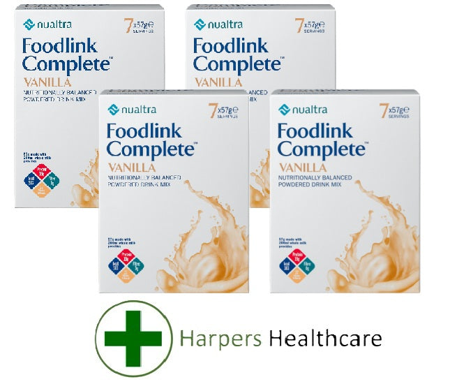 Nualtra Foodlink Complete Powder (7 x 57g) (4 Boxes) - Choice of 5 Fla ...