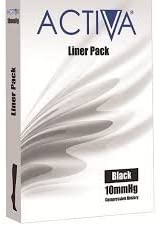 Activa 10mmHg Liner Pack - 3 Black Closed Toe Liners. Size: Small ...