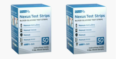 2 x GlucoRx Nexus Test Strips Monitoring Blood Glucose - 2 packs of 50 ...
