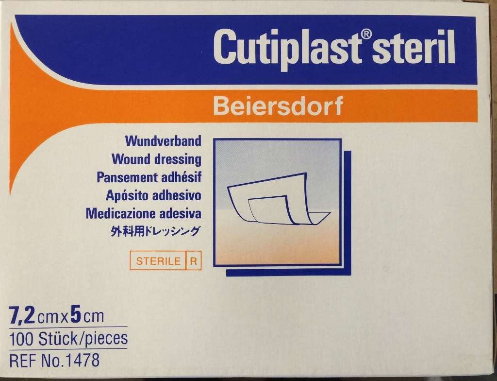 CUTIPLAST STERIL 5cm x 7.2cm QTY 100 individually wrapped hypoallergen ...